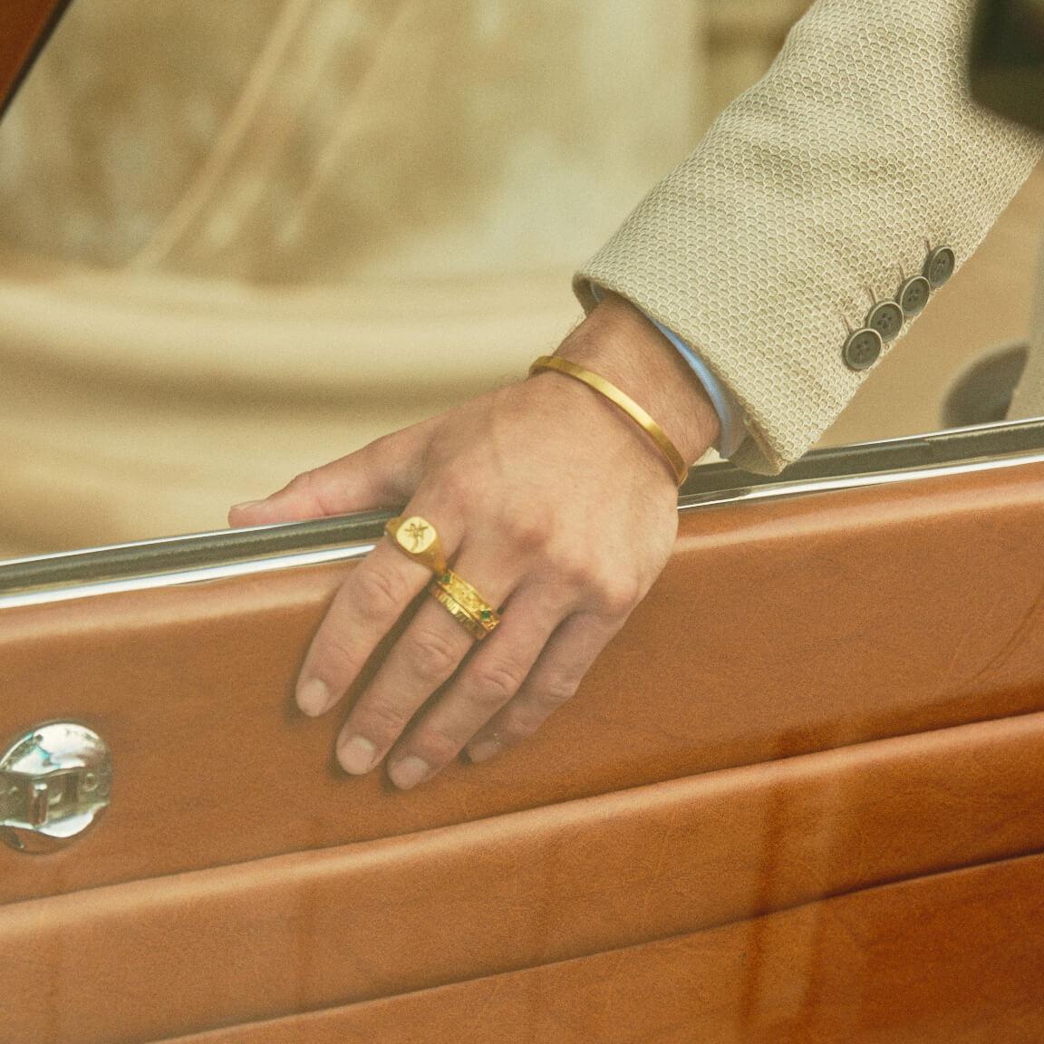 Brushed Cuff Bracelet | 18k Gold Plated Brushed Cuff | Marcozo