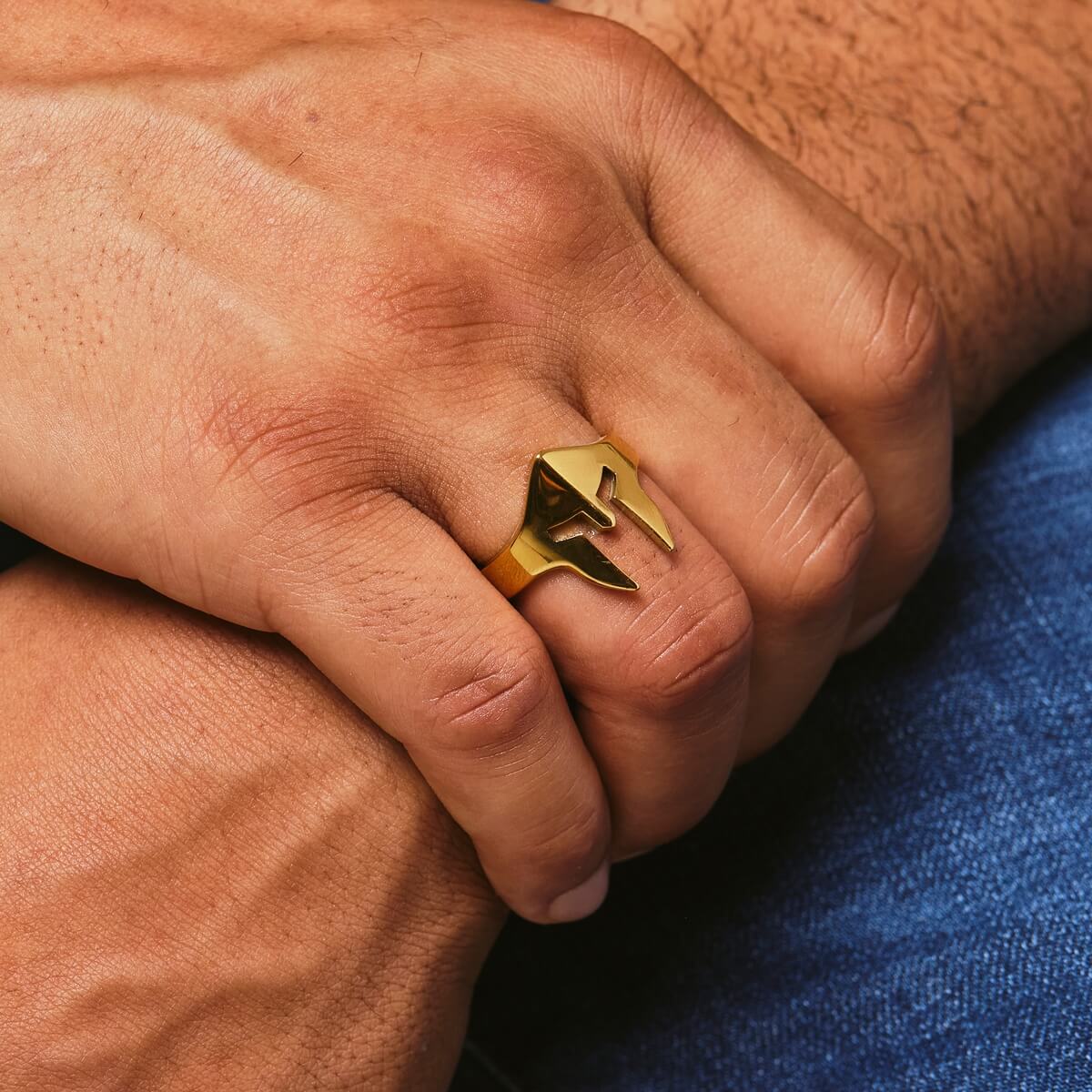Spartan Helmet Ring | 18K Gold Plated Spartan Helmet Ring | Marcozo