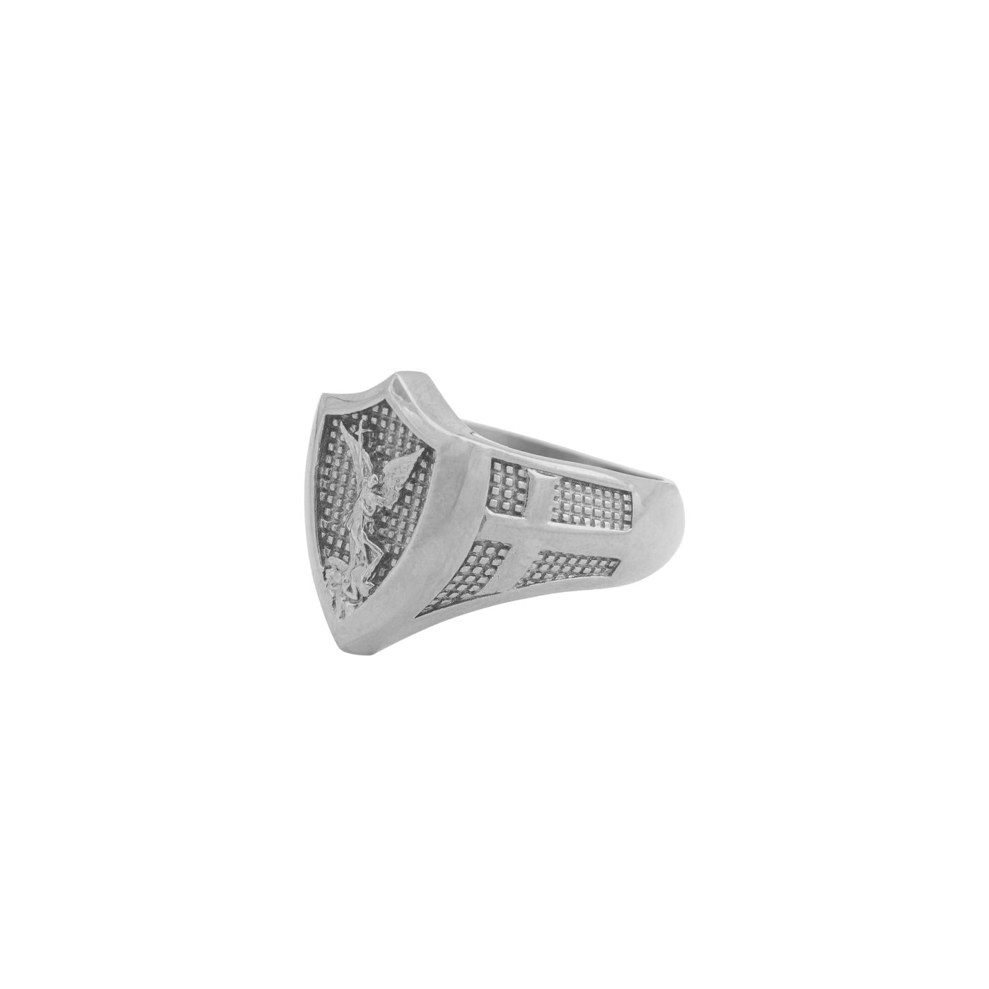 St. Michael Ring | 18k White Gold Plated St. Michael Ring | Marcozo
