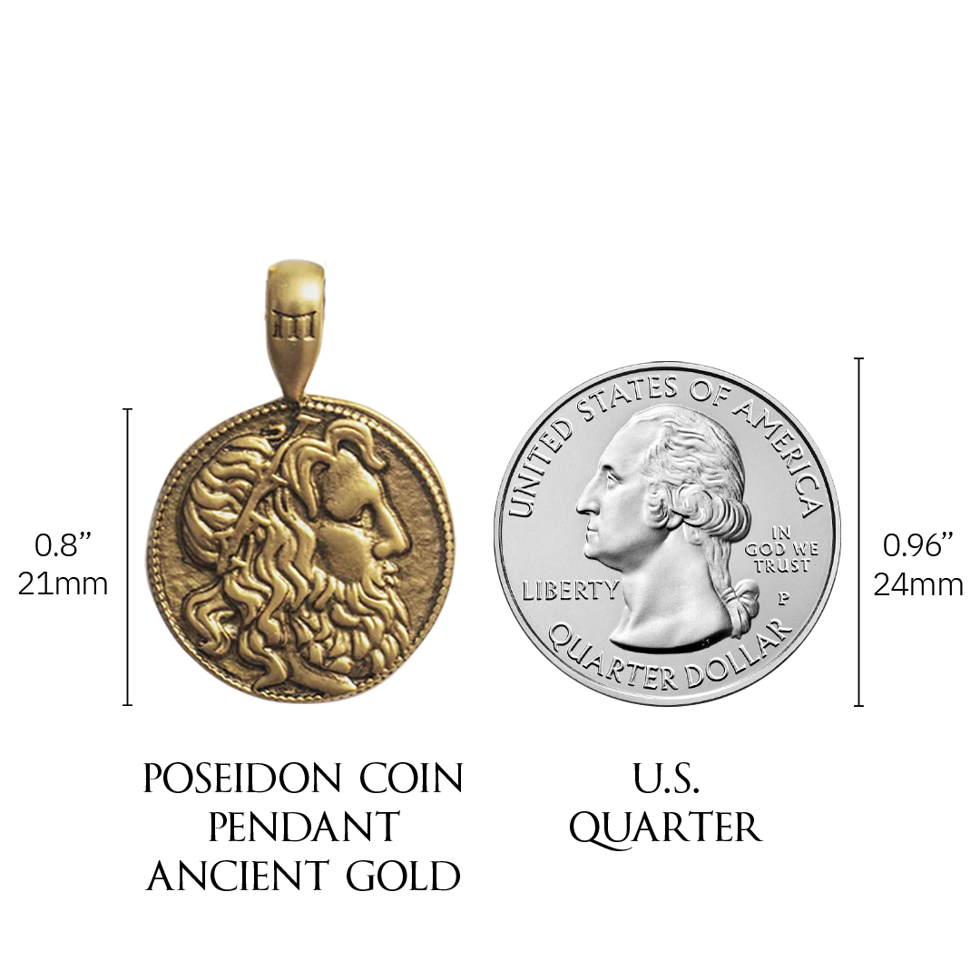 Poseidon Coin Pendant | 18K Gold Plated Poseidon Coin Pendant | Marcozo