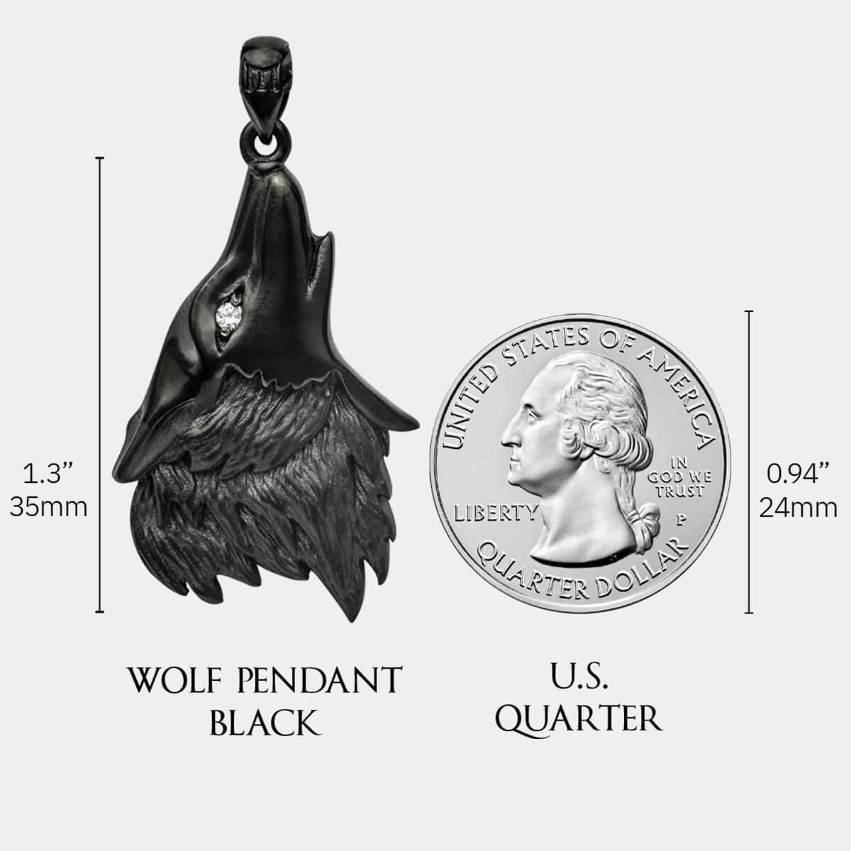 Marcozo Wolf Pendant 18K Black Gold Plated Necklace