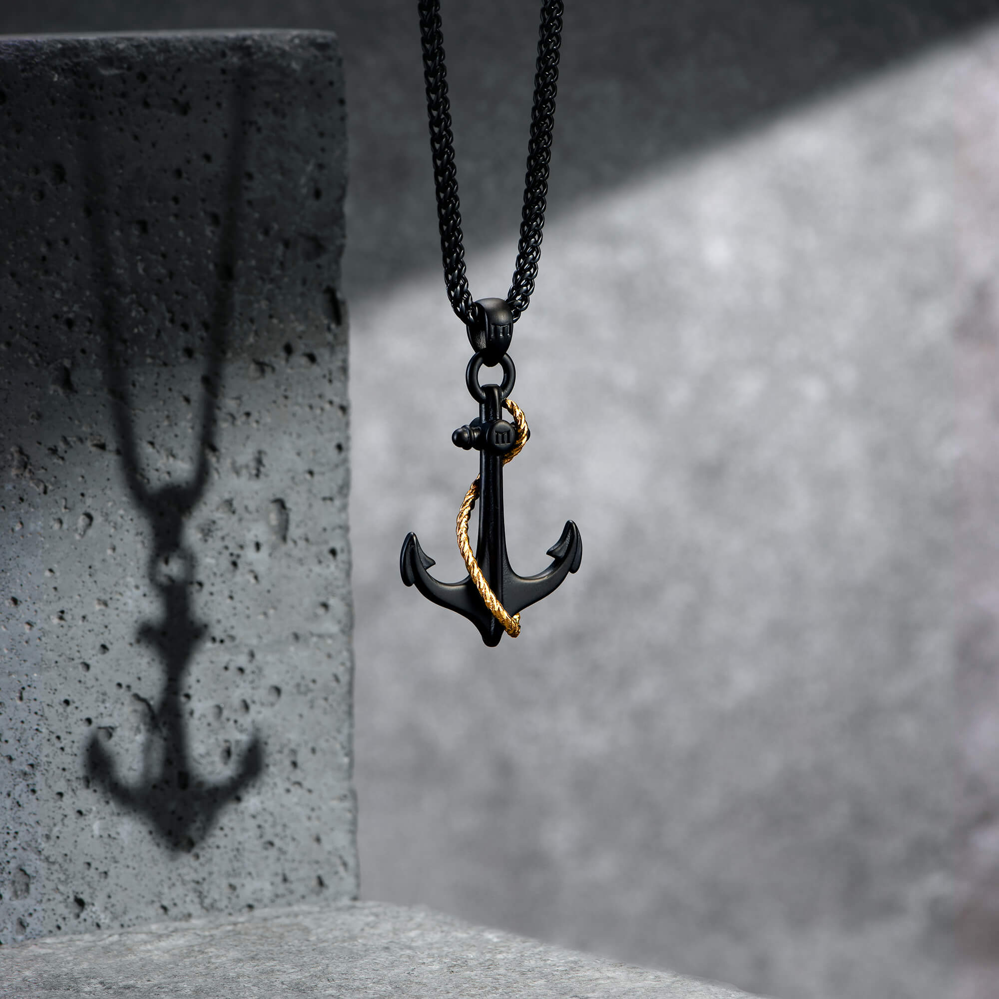 Anchor Necklace | Black Gold Plated Anchor Necklace | Marcozo