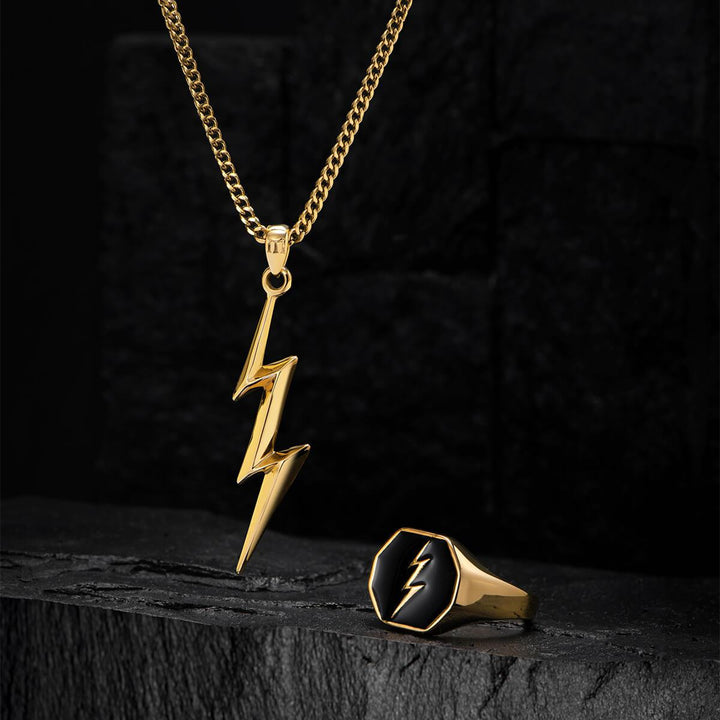 Zeus Thunderbolt Ring | 18K Gold Lightening Bolt Ring | Marcozo – MARCOZO