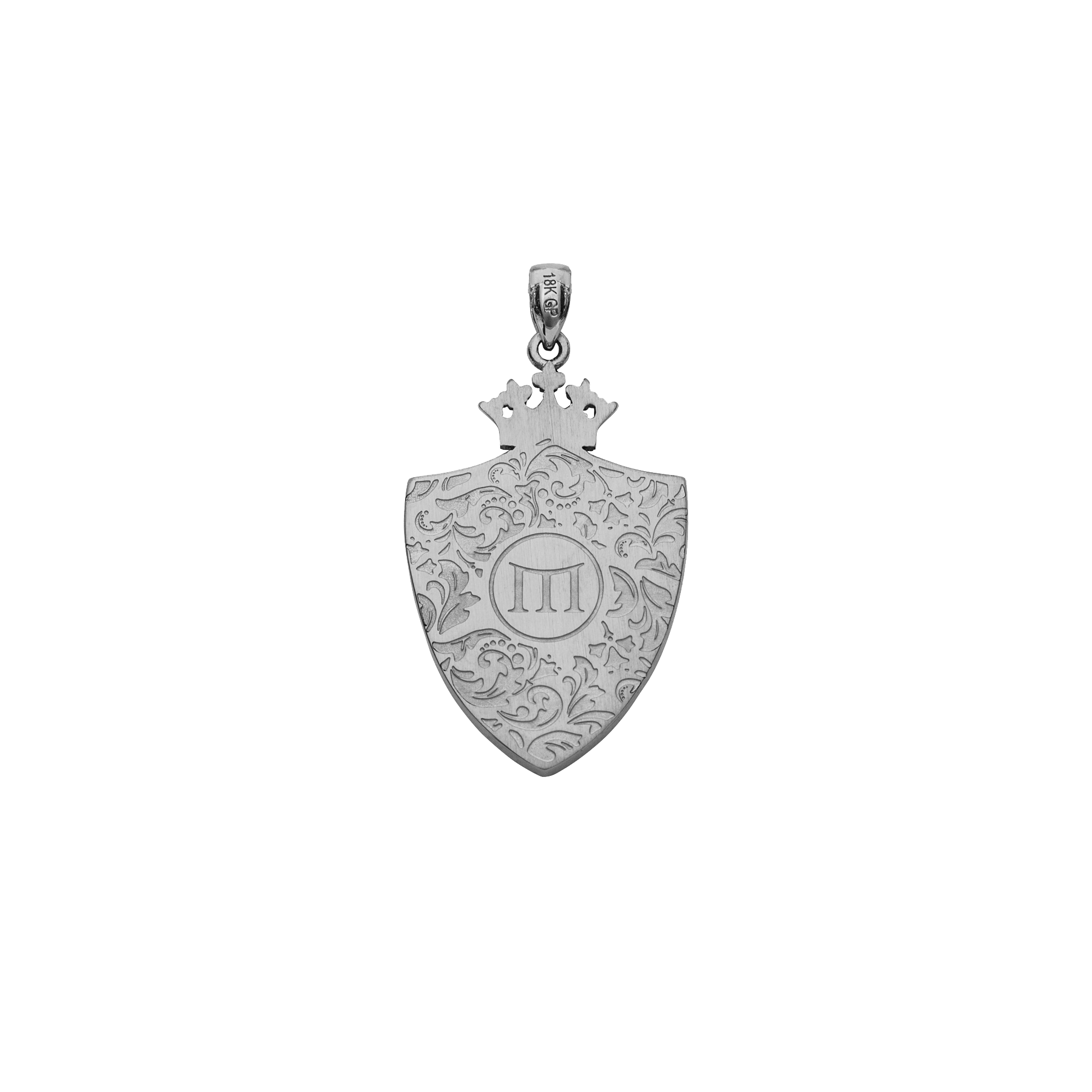 Royal Shield Necklace | White Gold Plated Shield Necklace | Marcozo